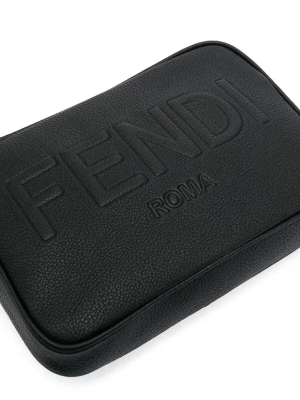 Fendi Embossed-logo Shoulder Bag - Black