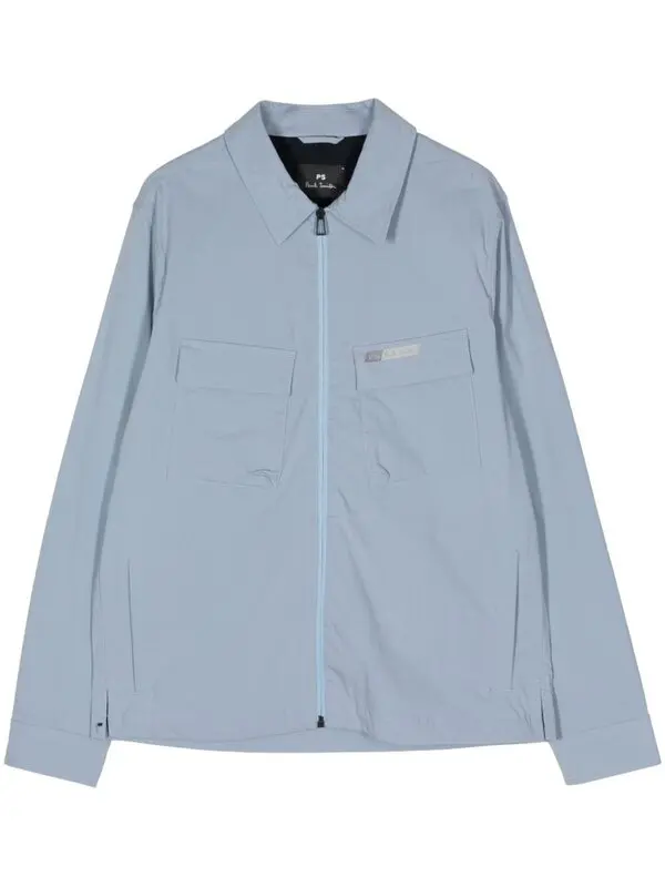 Paul Smith Logo Debossed Zip-up Jacket - Blue