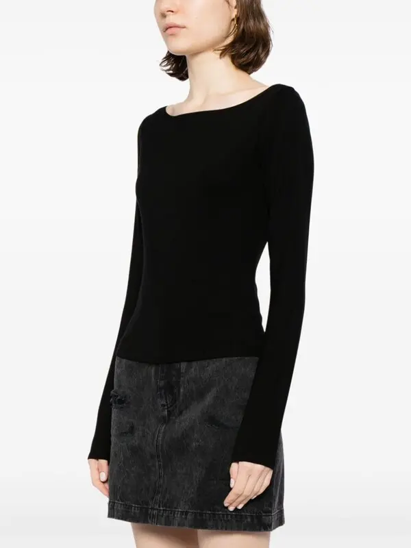 REFORMATION Wiley Boat-neck Top - Black