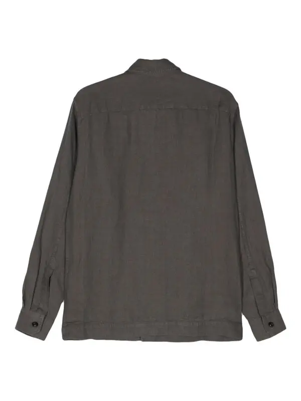 Boglioli Tonal Stitching Linen Shirt Jacket - Grey