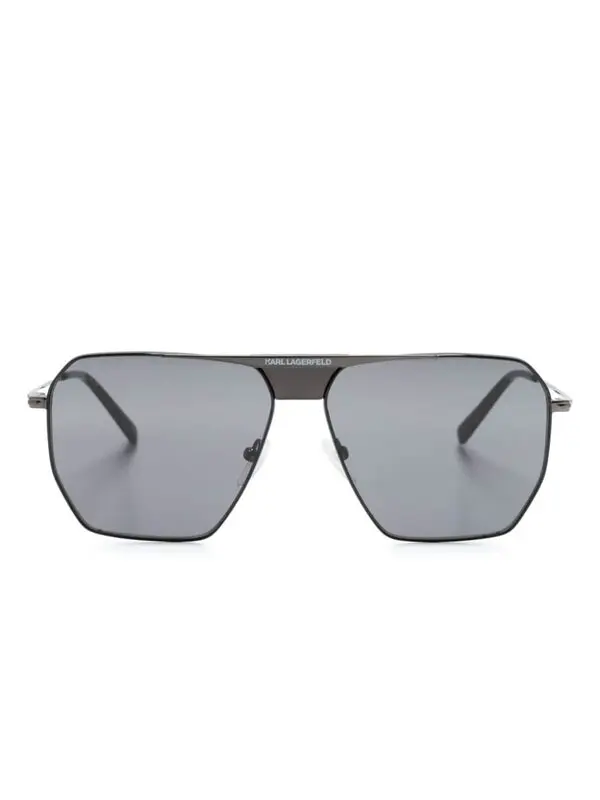 Karl Lagerfeld Logo-print Pilot-frame Sunglasses - Black