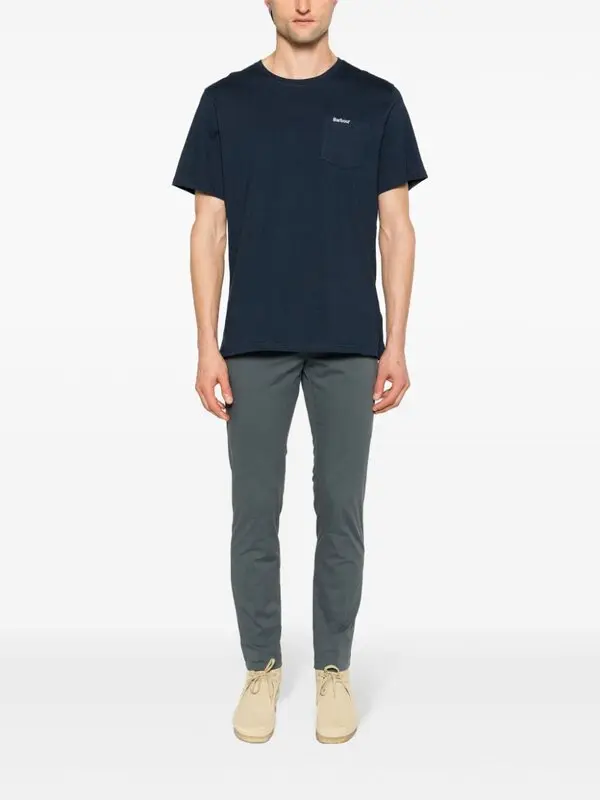 Barbour Logo-embroidered Cotton T-shirt - Blue