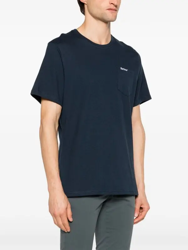 Barbour Logo-embroidered Cotton T-shirt - Blue