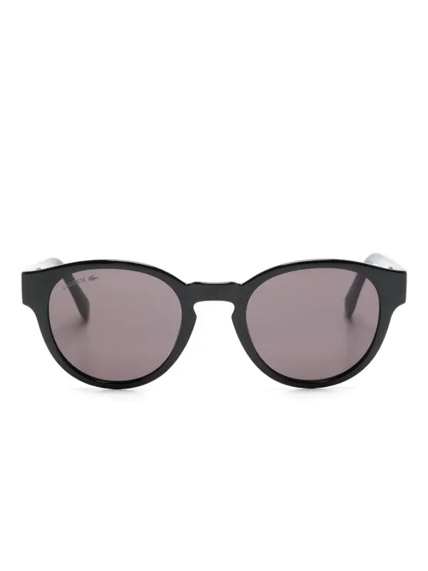 Lacoste Logo-engraved Round-frame Sunglasses - Black