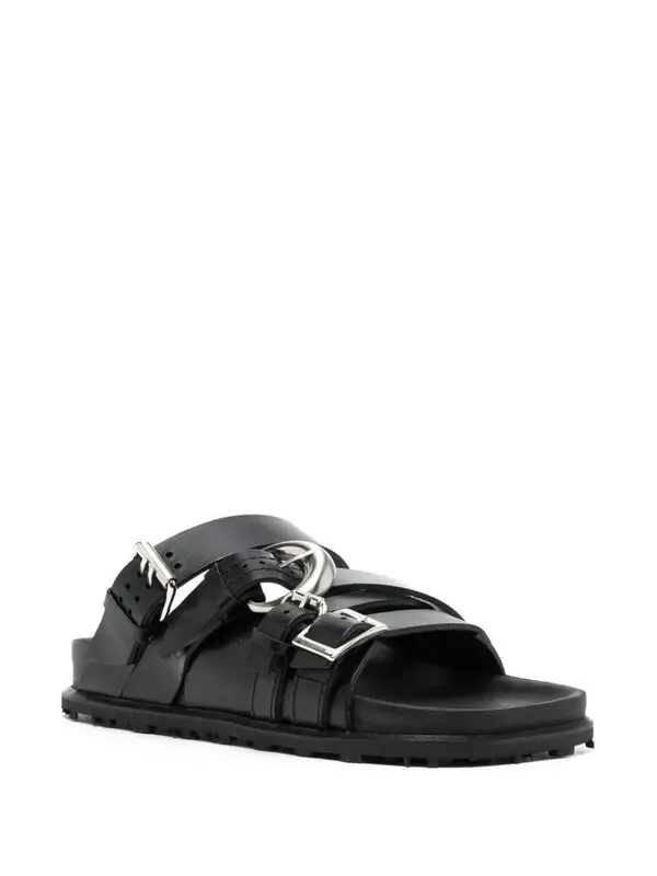 MARINE SERRE Buckled Leather Sandals - Black