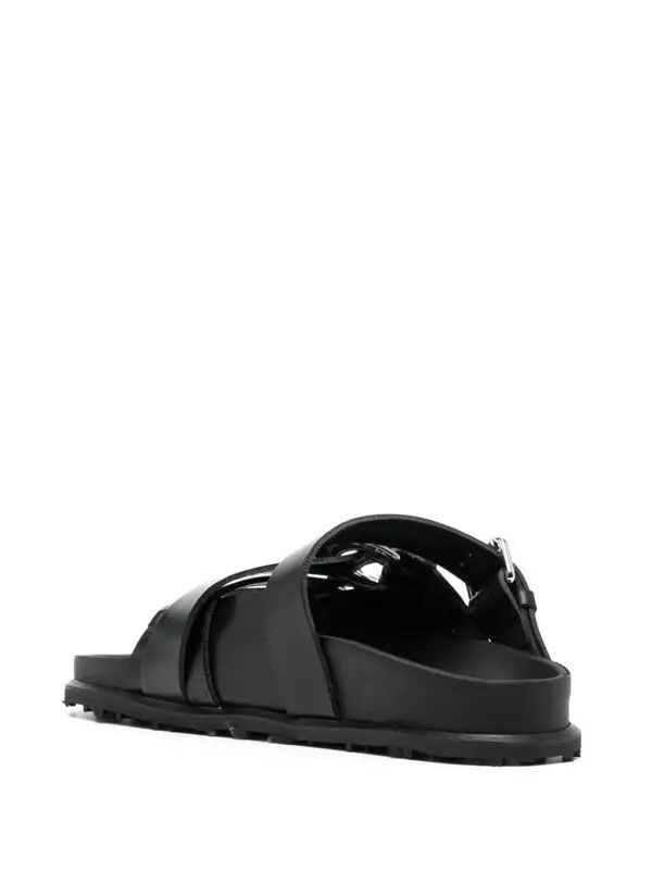 MARINE SERRE Buckled Leather Sandals - Black