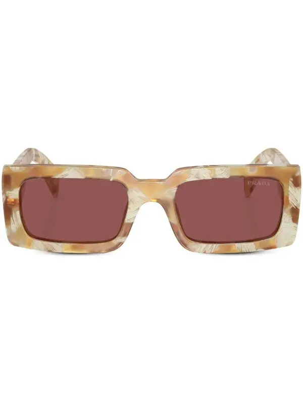 Prada Pr A07s Rectangle Sunglasses - Brown