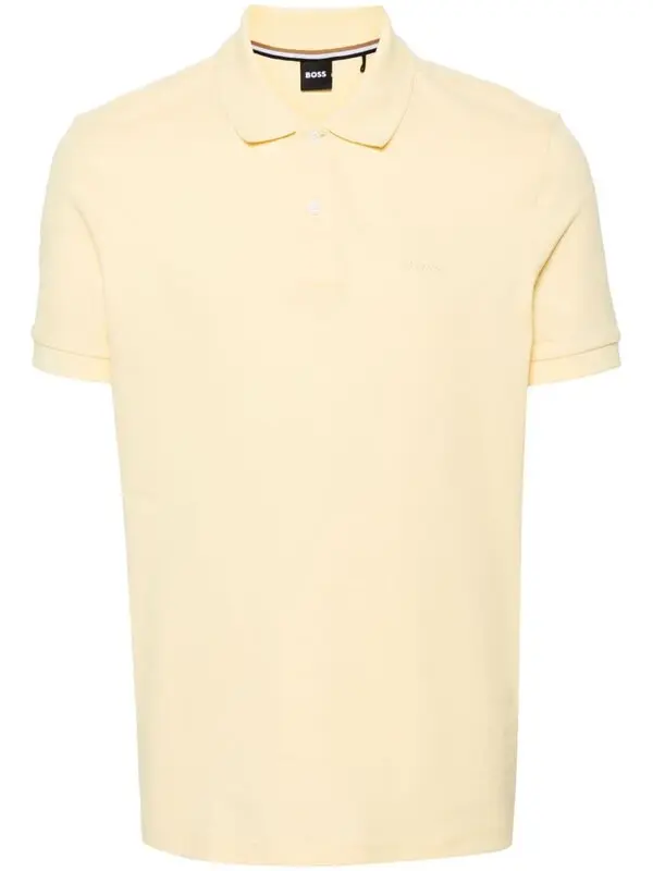 BOSS Logo-embroidered Cotton Polo Shirt - Yellow
