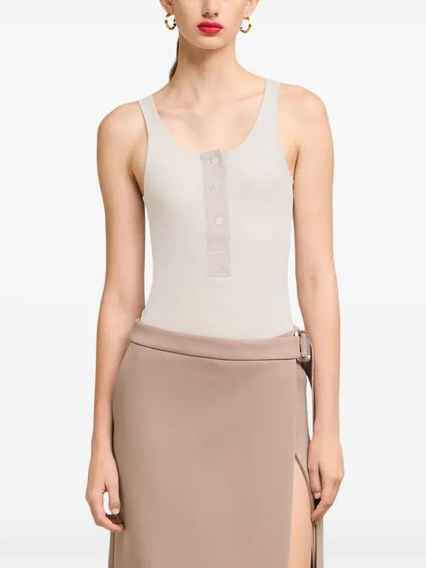 AMI Paris Button-front Ribbed Tank Top - Grey