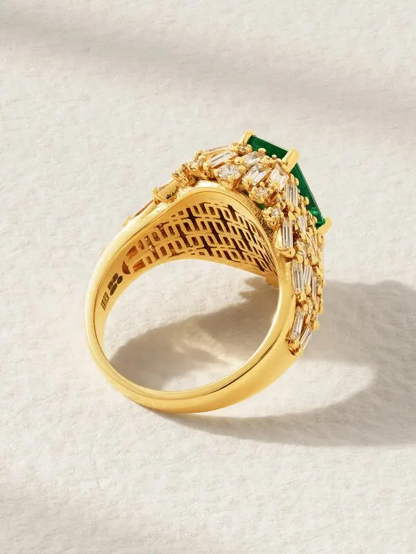 SUZANNE KALAN 18-karat Diamond And Emerald Ring