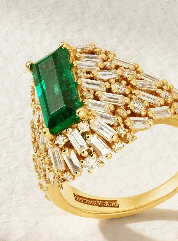SUZANNE KALAN 18-karat Diamond And Emerald Ring