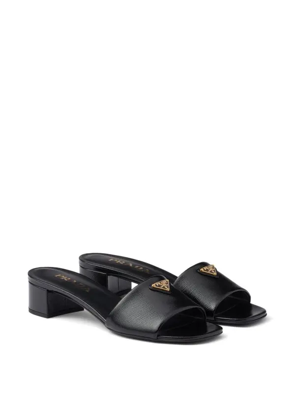 Prada Logo-appliqué Sandals - Black