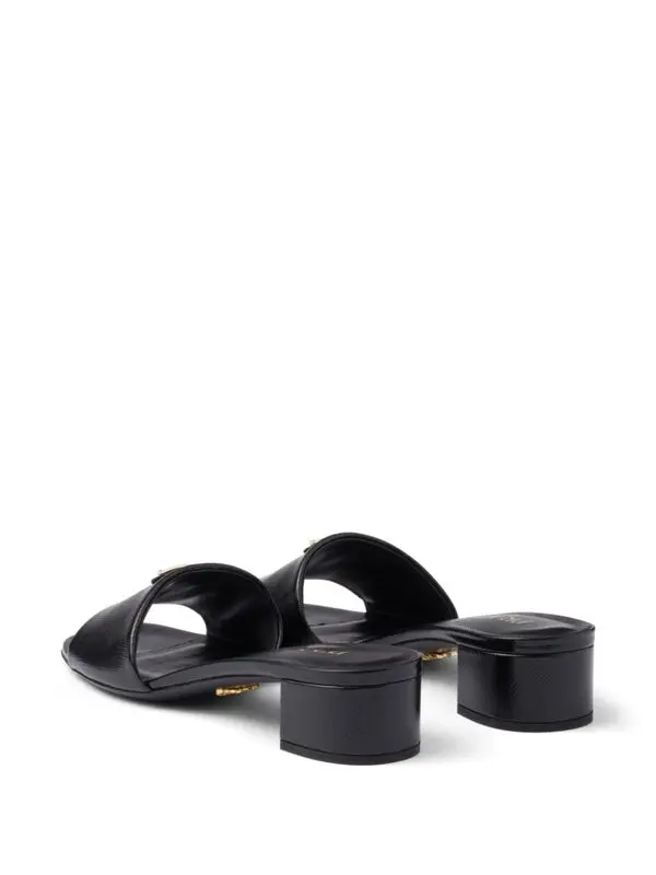 Prada Logo-appliqué Sandals - Black
