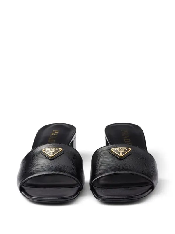 Prada Logo-appliqué Sandals - Black