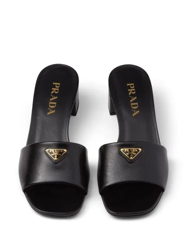 Prada Logo-appliqué Sandals - Black