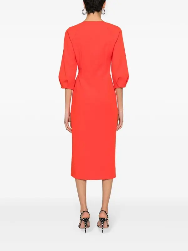 NISSA Gathered Wrap Midi Dress