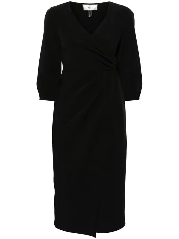 NISSA Wrap-design Crepe Midi Dress