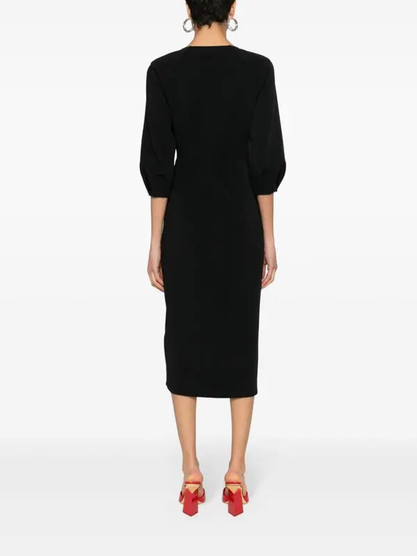 NISSA Wrap-design Crepe Midi Dress