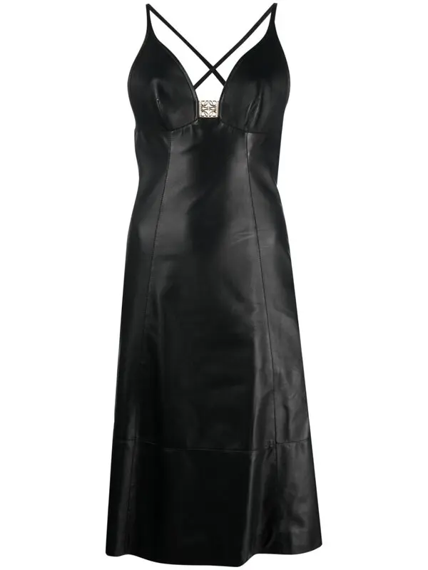 Loewe Logo-plaque Leather Midi Dress