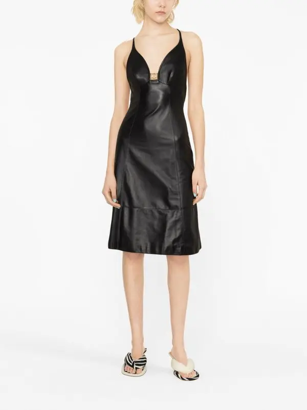 Loewe Logo-plaque Leather Midi Dress