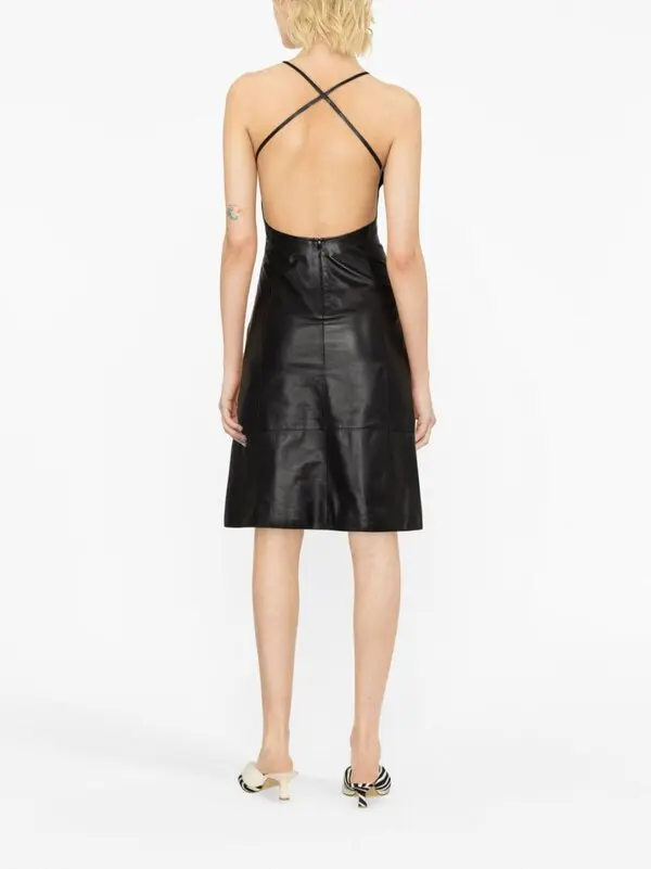 Loewe Logo-plaque Leather Midi Dress