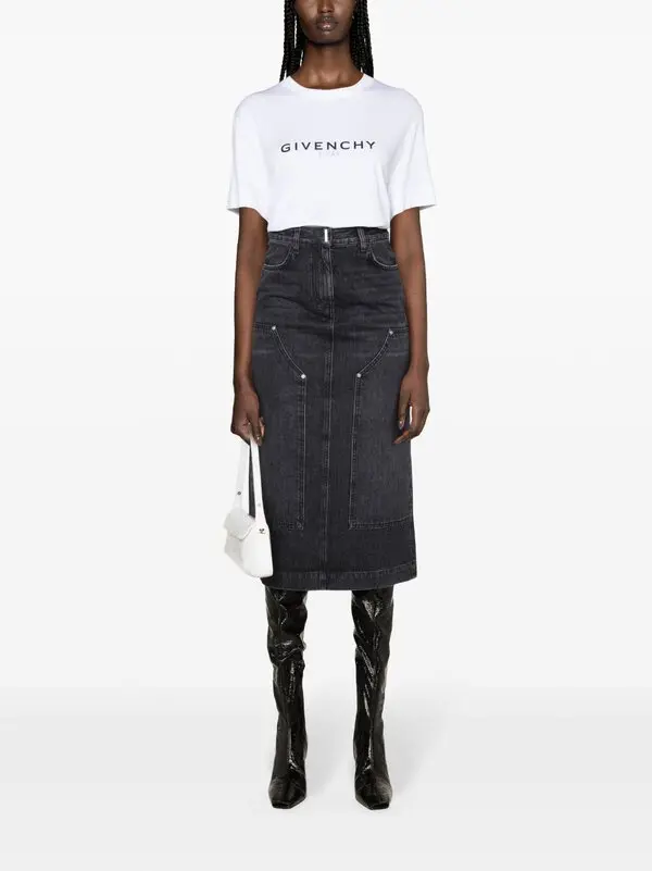 Givenchy High-rise Denim Midi Skirt
