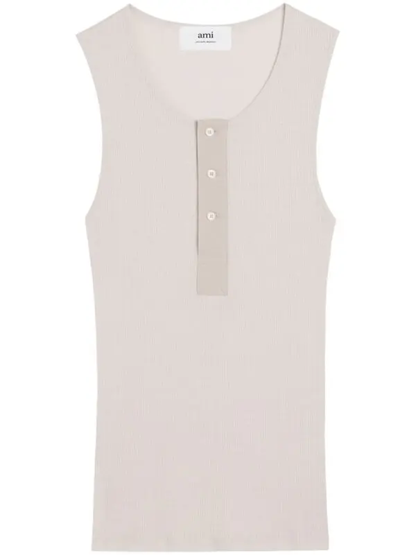 AMI Paris Ribbed Cotton Tank Top