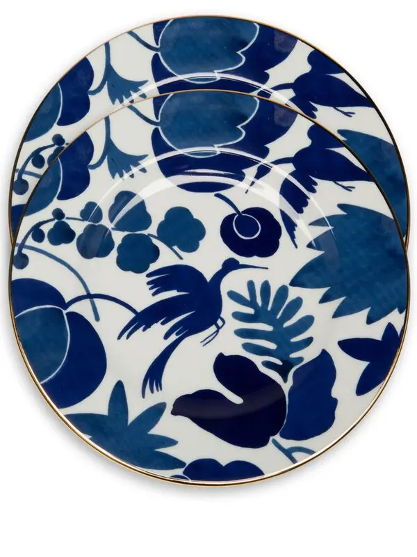 La DoubleJ Wildbird Dinner Plates - Blue