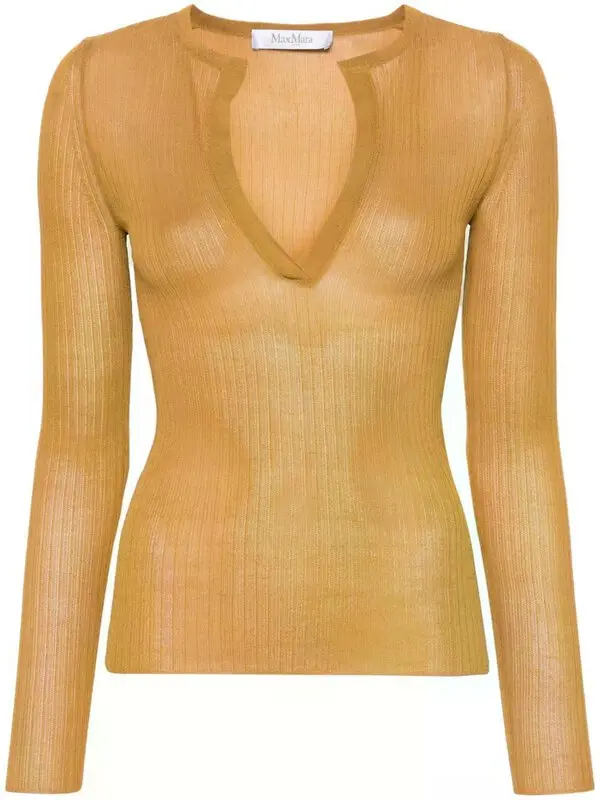 Max Mara Saggina Ribbed Silk Jumper - Yellow