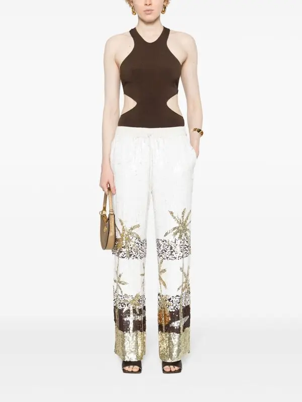 P.a.r.o.s.h Sequined Wide-leg Trousers - White