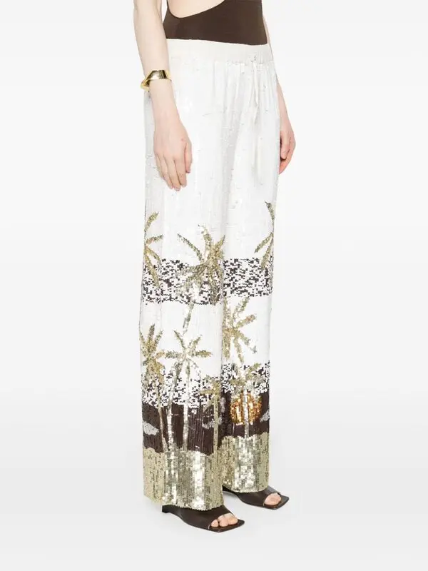 P.a.r.o.s.h Sequined Wide-leg Trousers - White