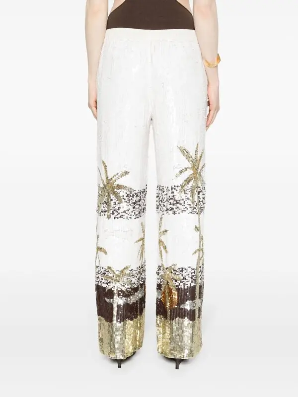 P.a.r.o.s.h Sequined Wide-leg Trousers - White