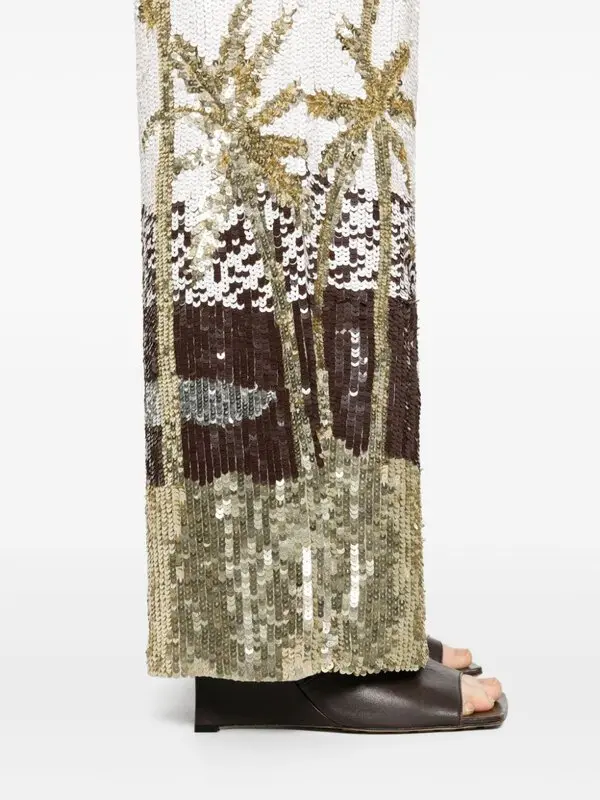 P.a.r.o.s.h Sequined Wide-leg Trousers - White
