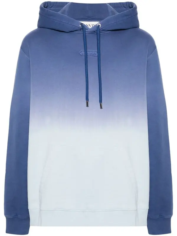 LANVIN Gradient-effect Cotton Hoodie - Blue