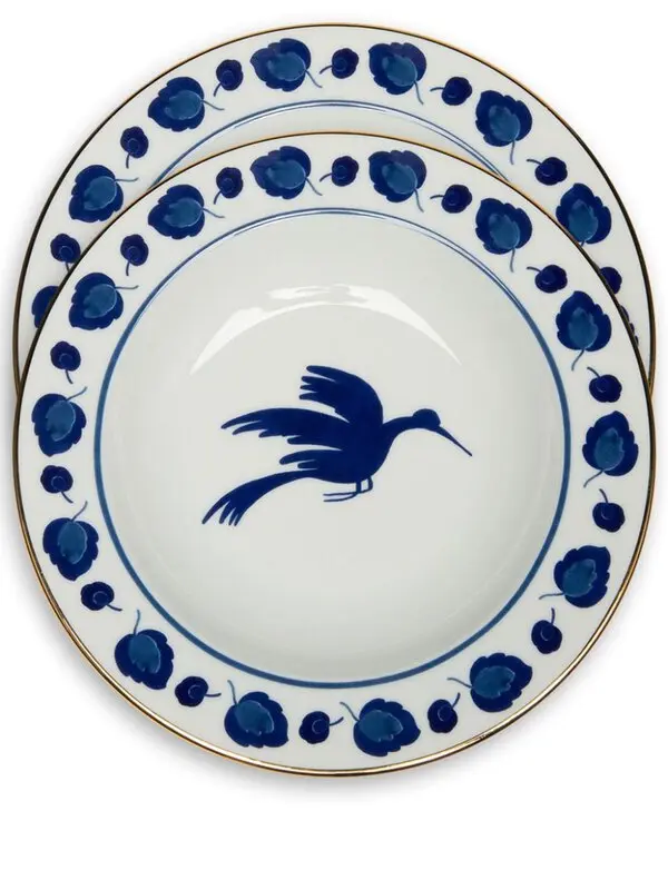 La DoubleJ Wildbird Soup Plates - Blue
