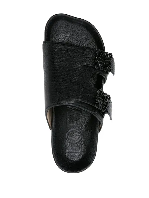 Loewe Anagram-buckle Leather Slides - Black