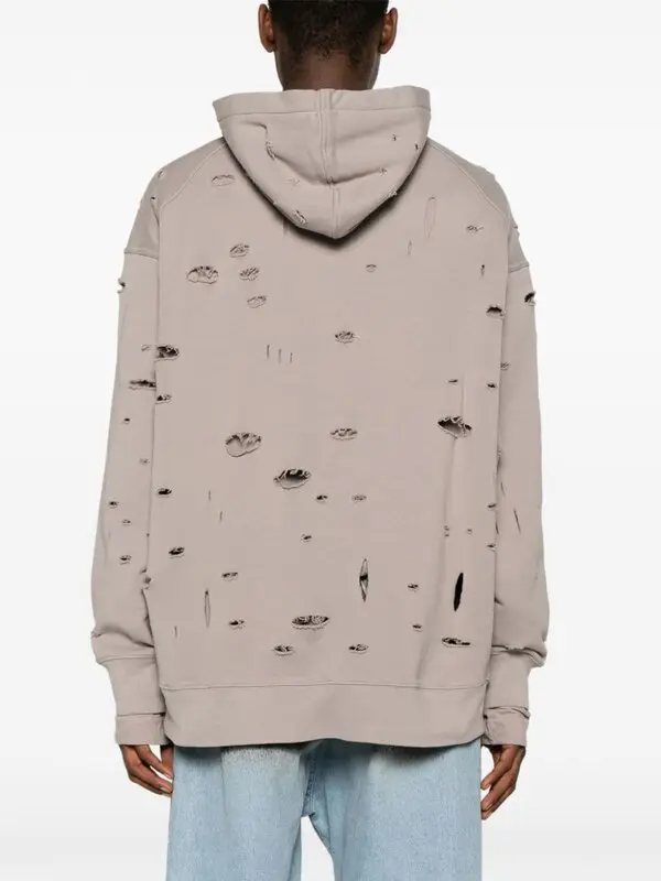 Givenchy Logo-print Ripped Hoodie - Grey
