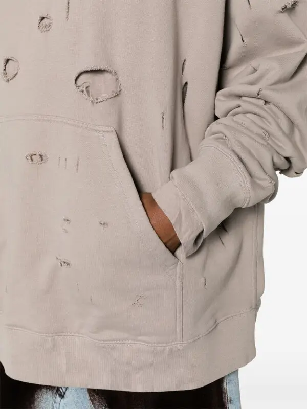 Givenchy Logo-print Ripped Hoodie - Grey