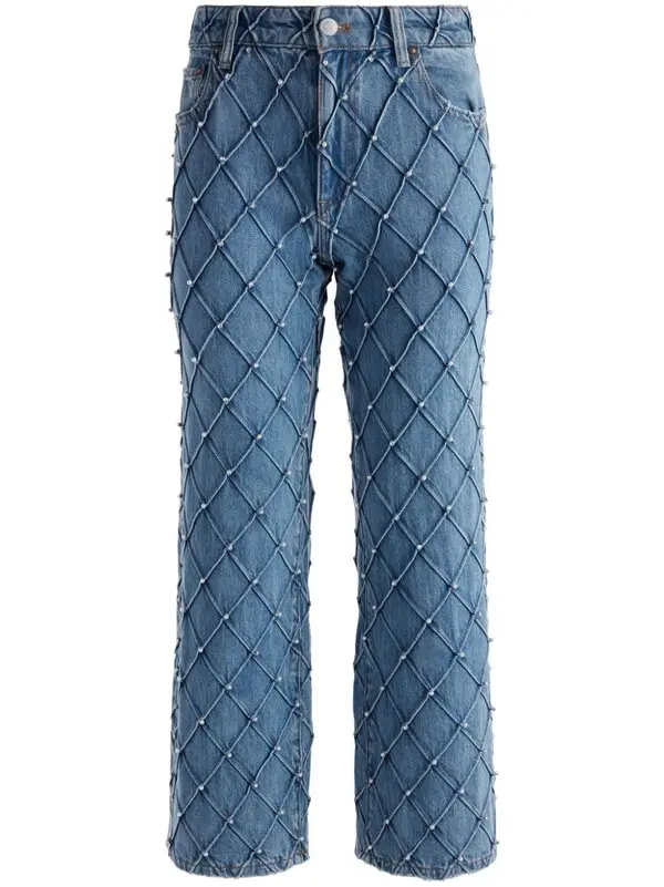 Alice + Olivia Weezy Quilted Cropped Jeans