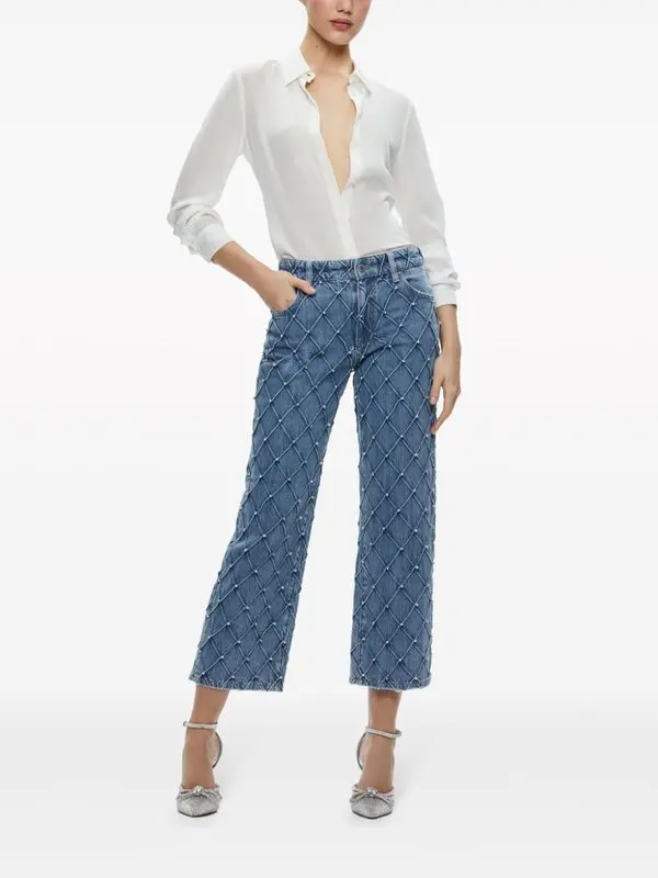 Alice + Olivia Weezy Quilted Cropped Jeans
