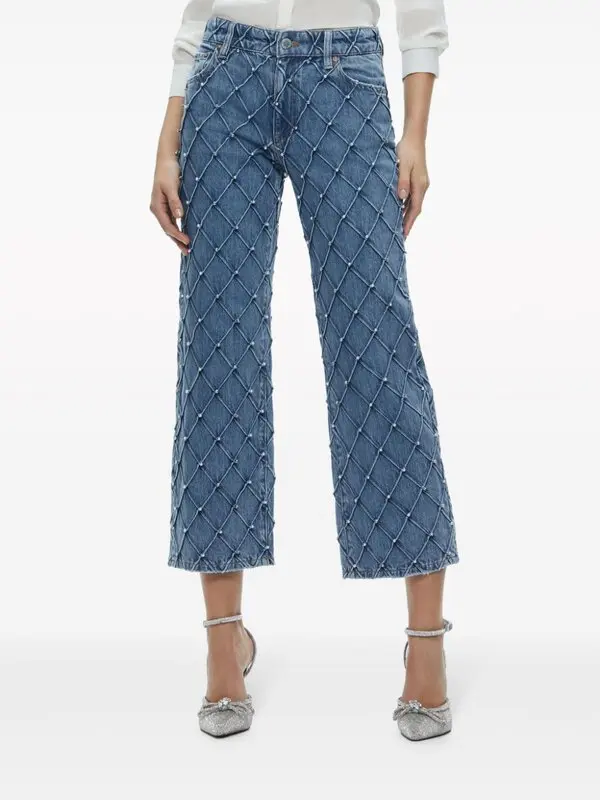 Alice + Olivia Weezy Quilted Cropped Jeans