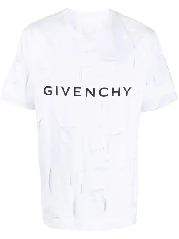 Givenchy Logo-print Distressed Cotton T-shirt - White