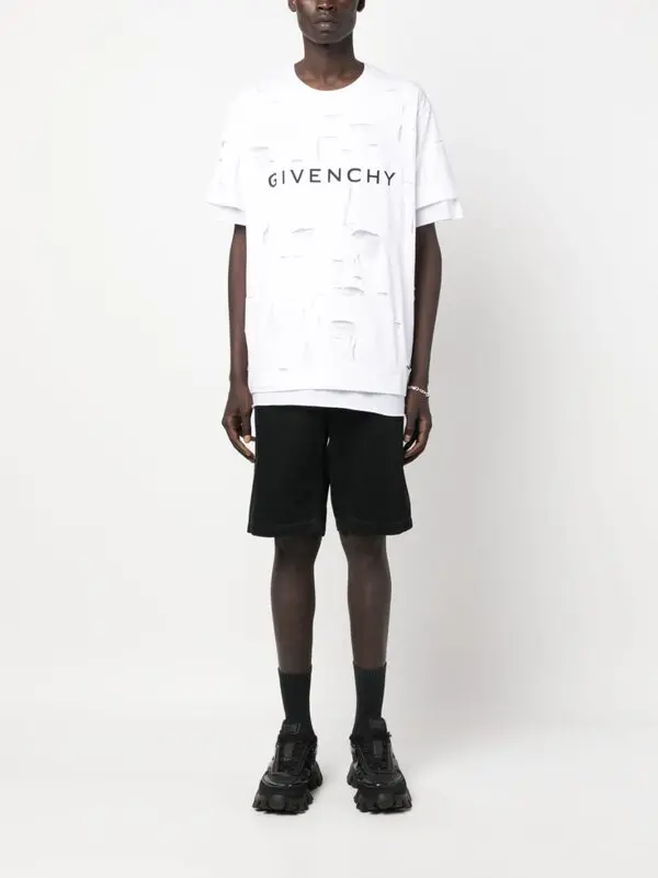 Givenchy Logo-print Distressed Cotton T-shirt