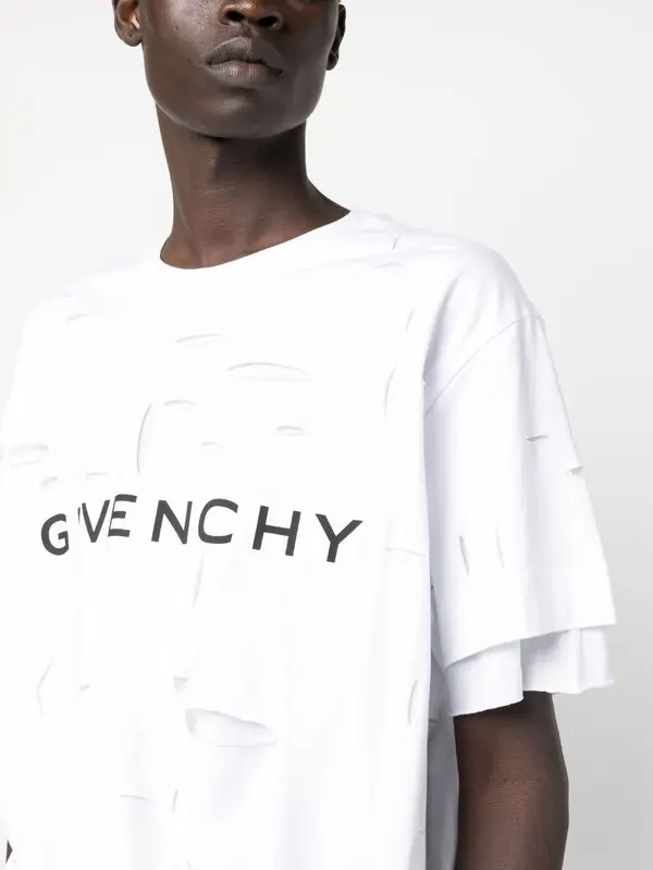 Givenchy Logo-print Distressed Cotton T-shirt