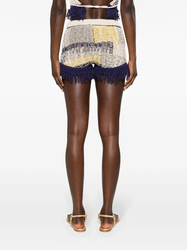 Sportmax Intarsia-knit Mini Shorts - Neutrals