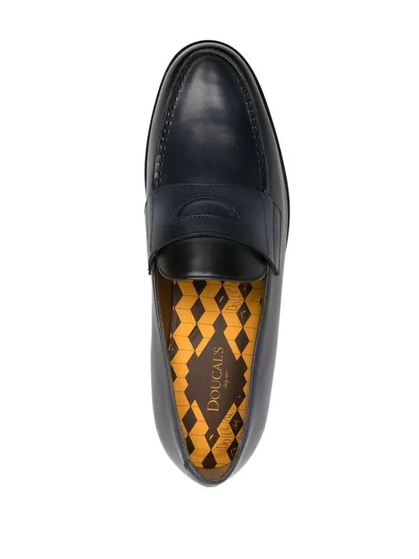 DOUCAL'S Faded Leather Penny Loafers - Blue