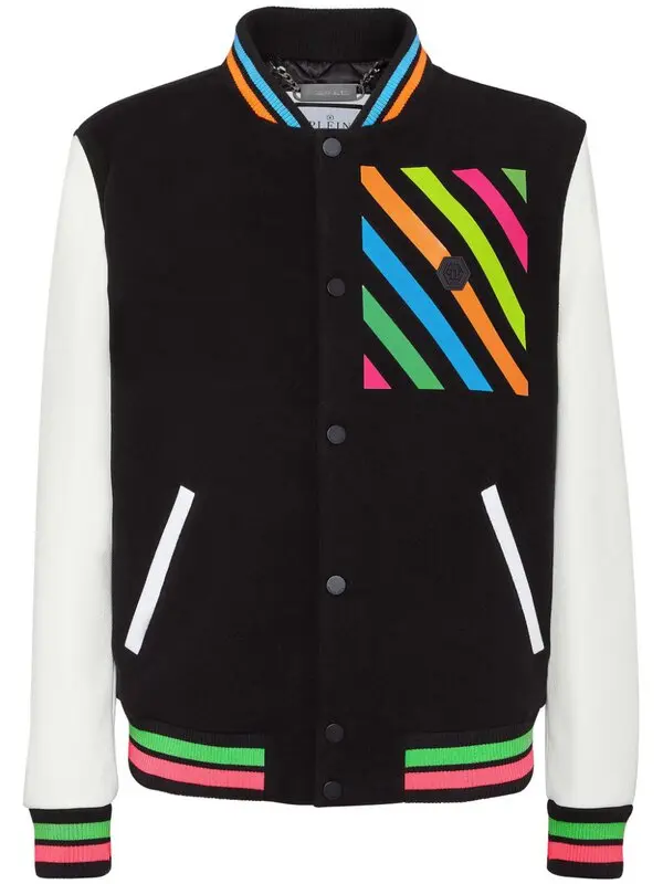 Philipp Plein Logo-appliqué Wool Varsity Jacket - Black
