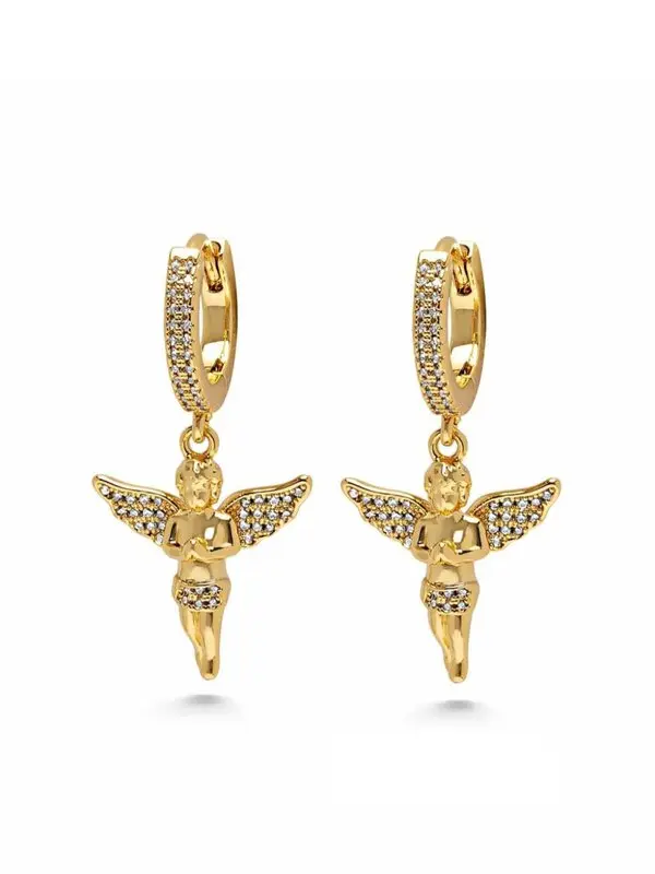 NIALAYA JEWELRY Plated Angel Huggie Earrings - Gold