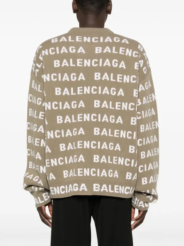 Balenciaga Logo-intarsia Sweater - Neutrals
