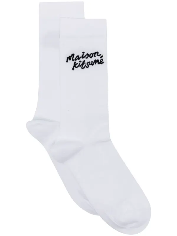 Maison Kitsuné Handwriting Logo Socks - White